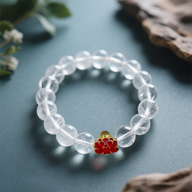 Clear Quartz Bracelet with Lotus-Shaped Nano Micro-engraving Projectio ...